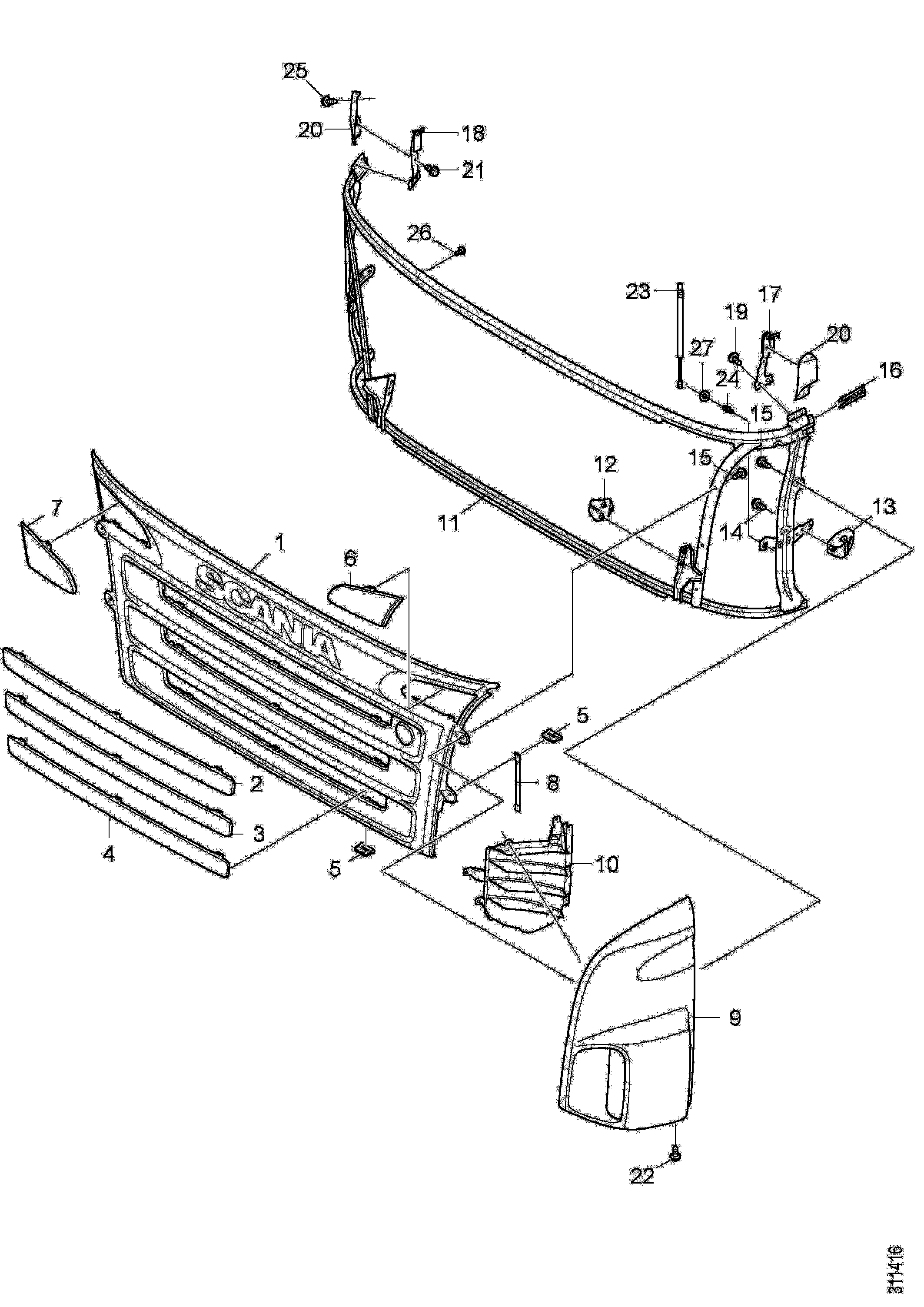 1880736 Облицовка радиатора Scania - O-CATALOG